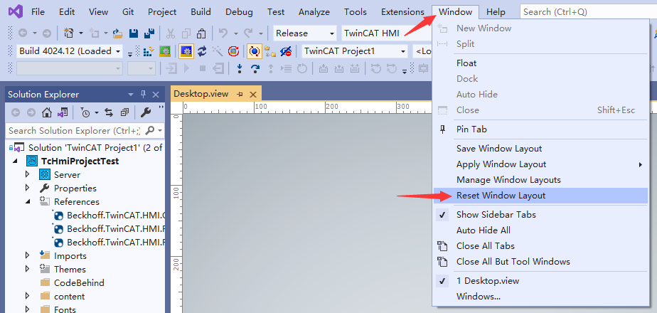 TwinCAT 3菜单栏、工具栏及快捷键使用技巧: 如何恢复Visual Studio默认窗口布局 | 倍福虚拟学院