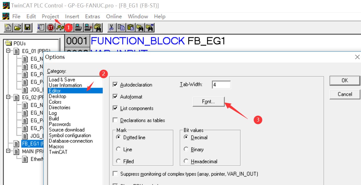TwinCAT 2软件属性设置: TwinCAT 2中编写程序注释出现异常，中文字都是横着的 | 倍福虚拟学院