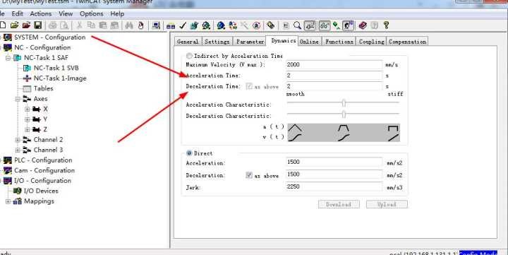 TwinCAT 2 NC使用技巧及案例参考: 请问电机加减速时间在哪里设置啊？ | 倍福虚拟学院